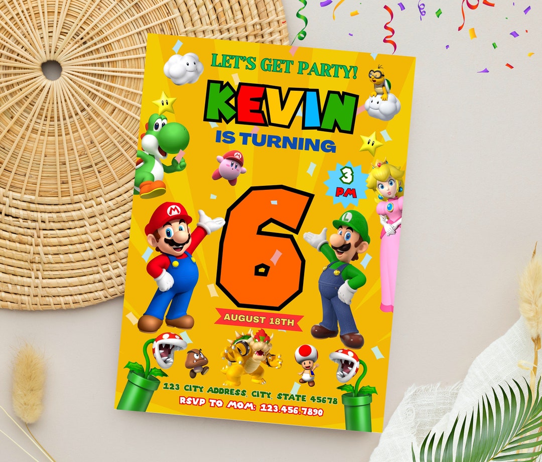 Super Mario Birthday Invitation | Printable and Editable Super Mario ...
