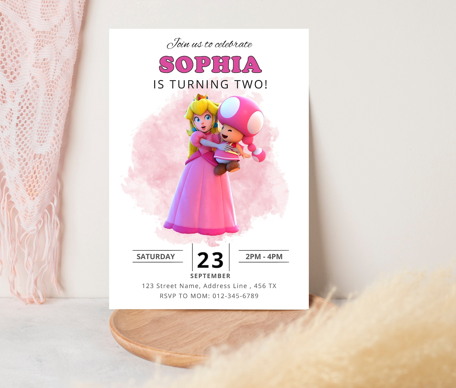 Invitación de cumpleaños de la princesa Peach / Invitación editable de ...