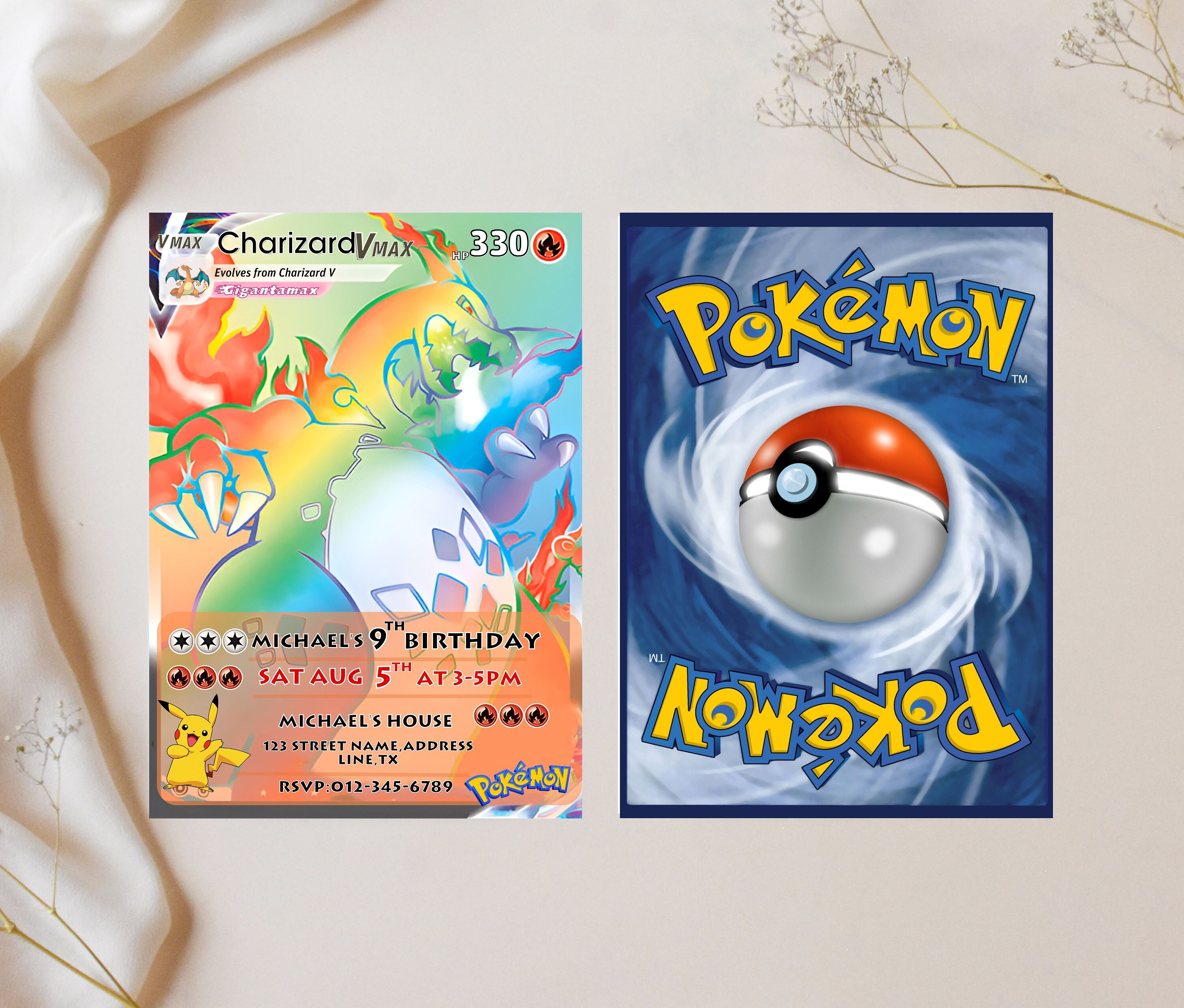 Pokemon Birthday Invitation Pokemon Card Birthday Party - Etsy