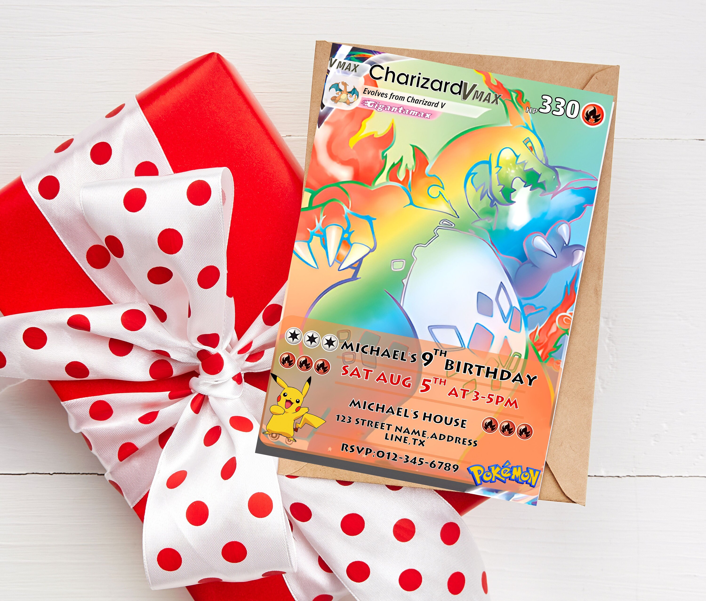 Pokemon Birthday Invitation Pokemon Card Birthday Party - Etsy
