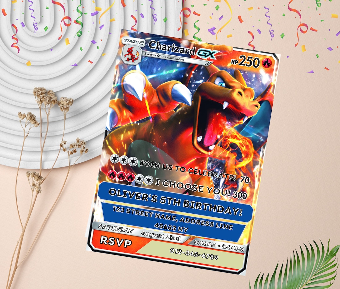 Pokemon Card Birthday Party Invite | Pokemon Birthday Invitation ...