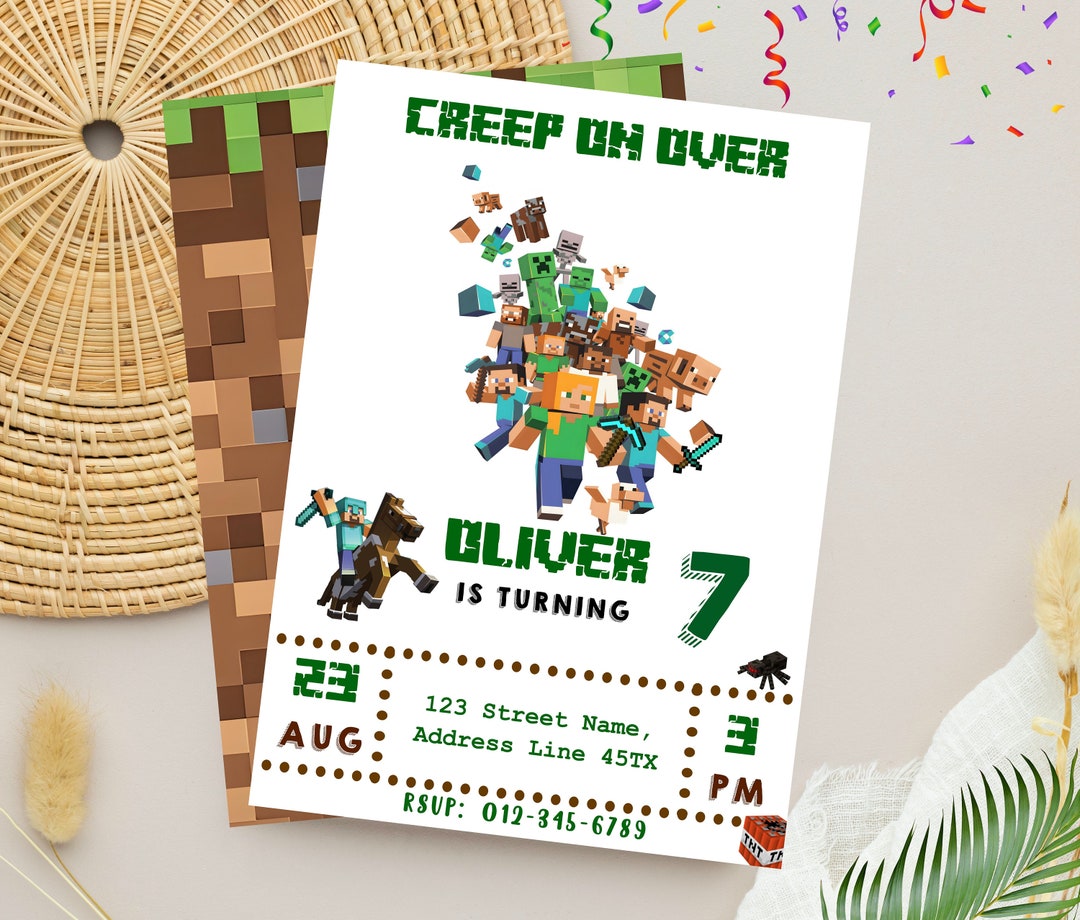 Minecraft Invitation Editable Minecraft Birthday Party Invite ...