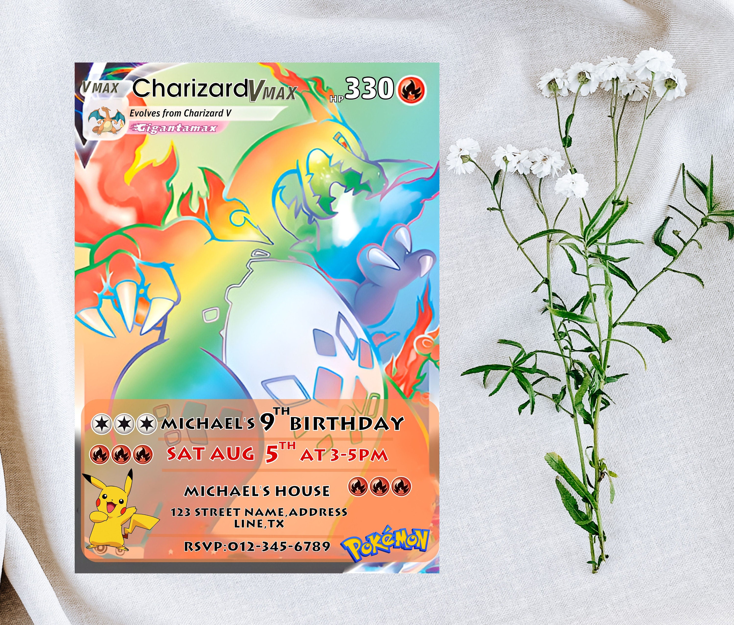Pokemon Birthday Invitation Pokemon Card Birthday Party - Etsy