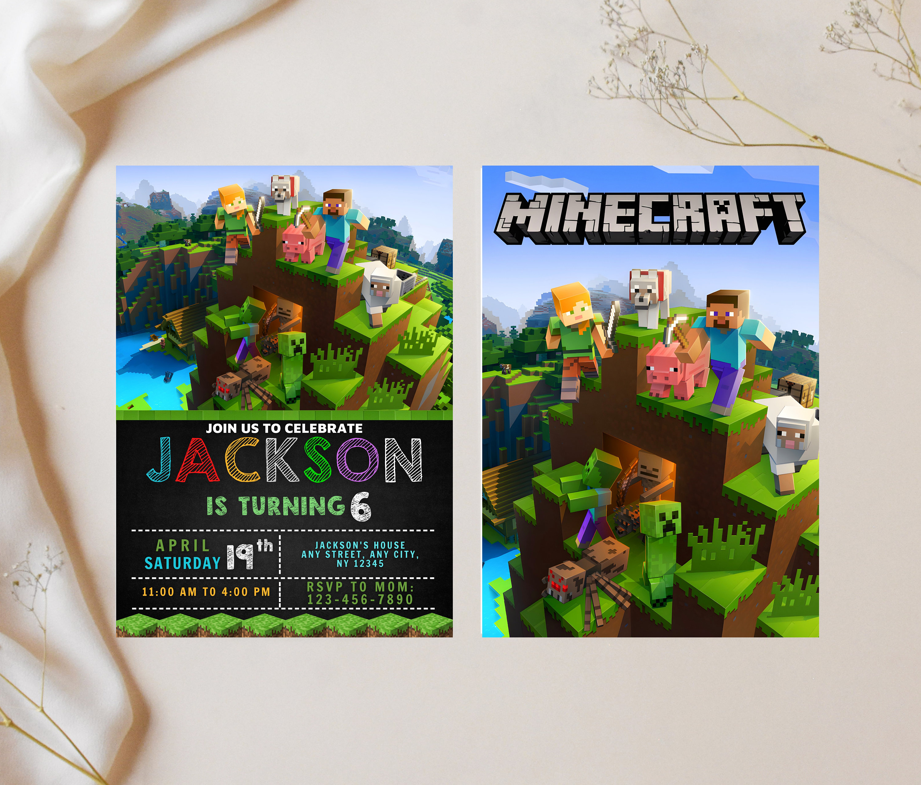 Editable Minecraft Birthday Invitation Printable Mine Theme - Etsy UK