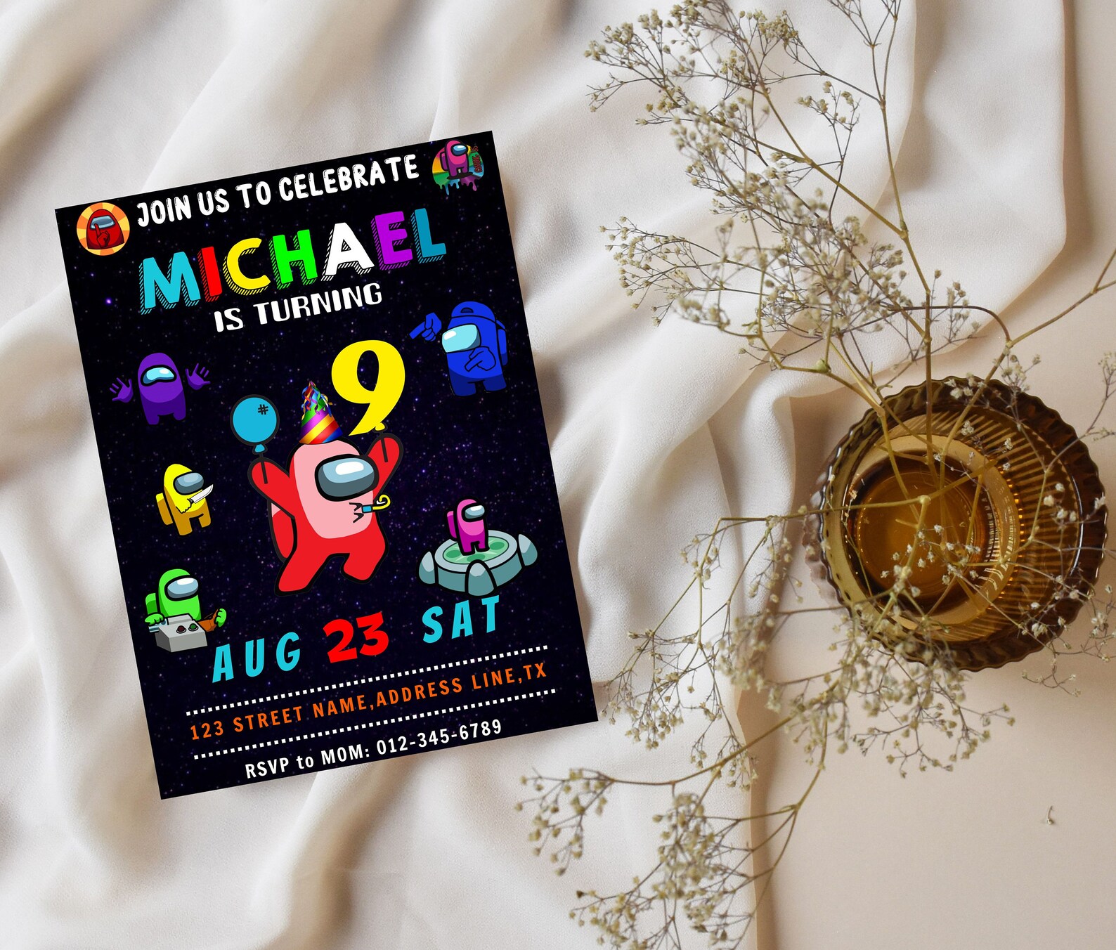 Among Us Birthday Invitation | Editable Among Us Party Invite | Digital ...