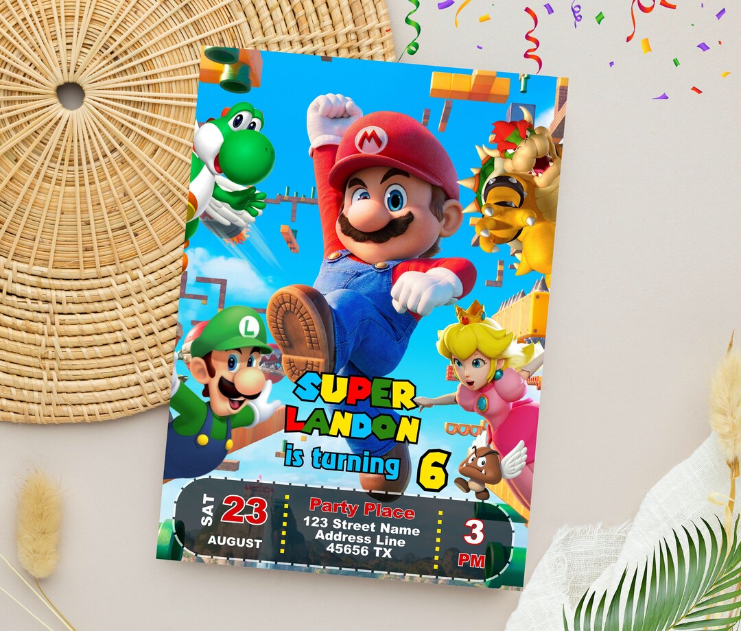 Super Mario Birthday Invitation Personalized and Editable Super Mario ...