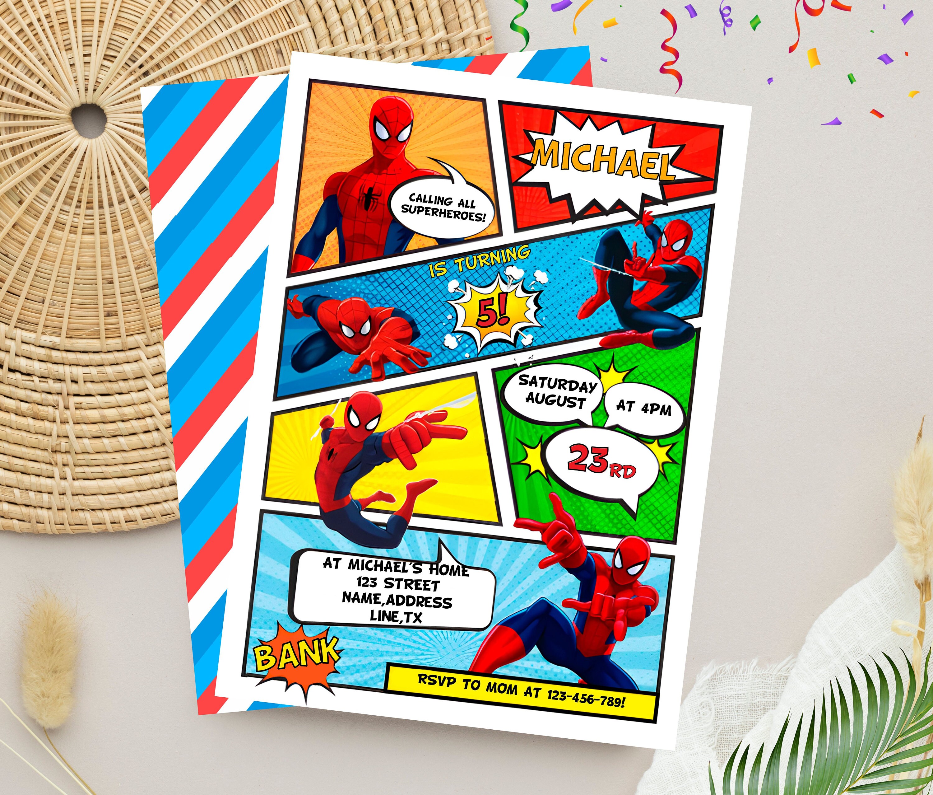 Spiderman Birthday Invitation Editable Spiderman Party - Etsy