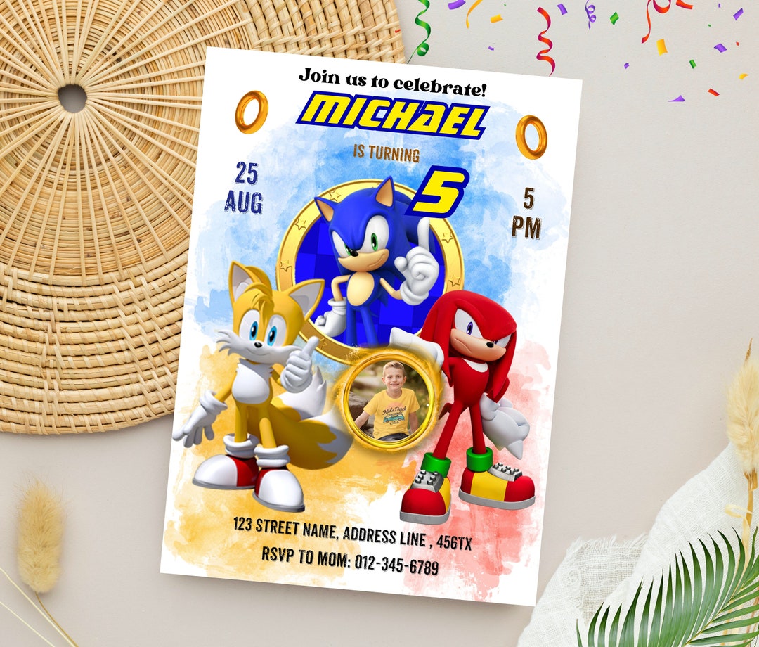 Editable Sonic With Photo Birthday Party Invite Sonic the - Etsy