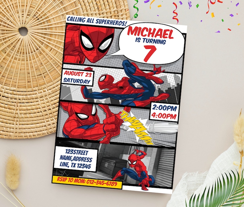 Printable and Personalized Spiderman Party Invite Spiderman - Etsy