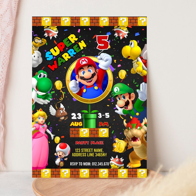 Mario Invitations - Etsy