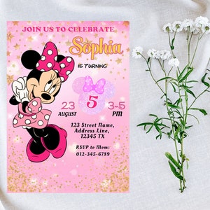 Editable Minnie Mouse Invitation | Minnie Mouse Birthday Party Invite ...