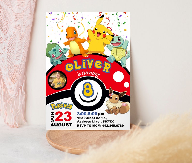 Editable Pokemon Invitation Pokemon With Photo Birthday - Etsy