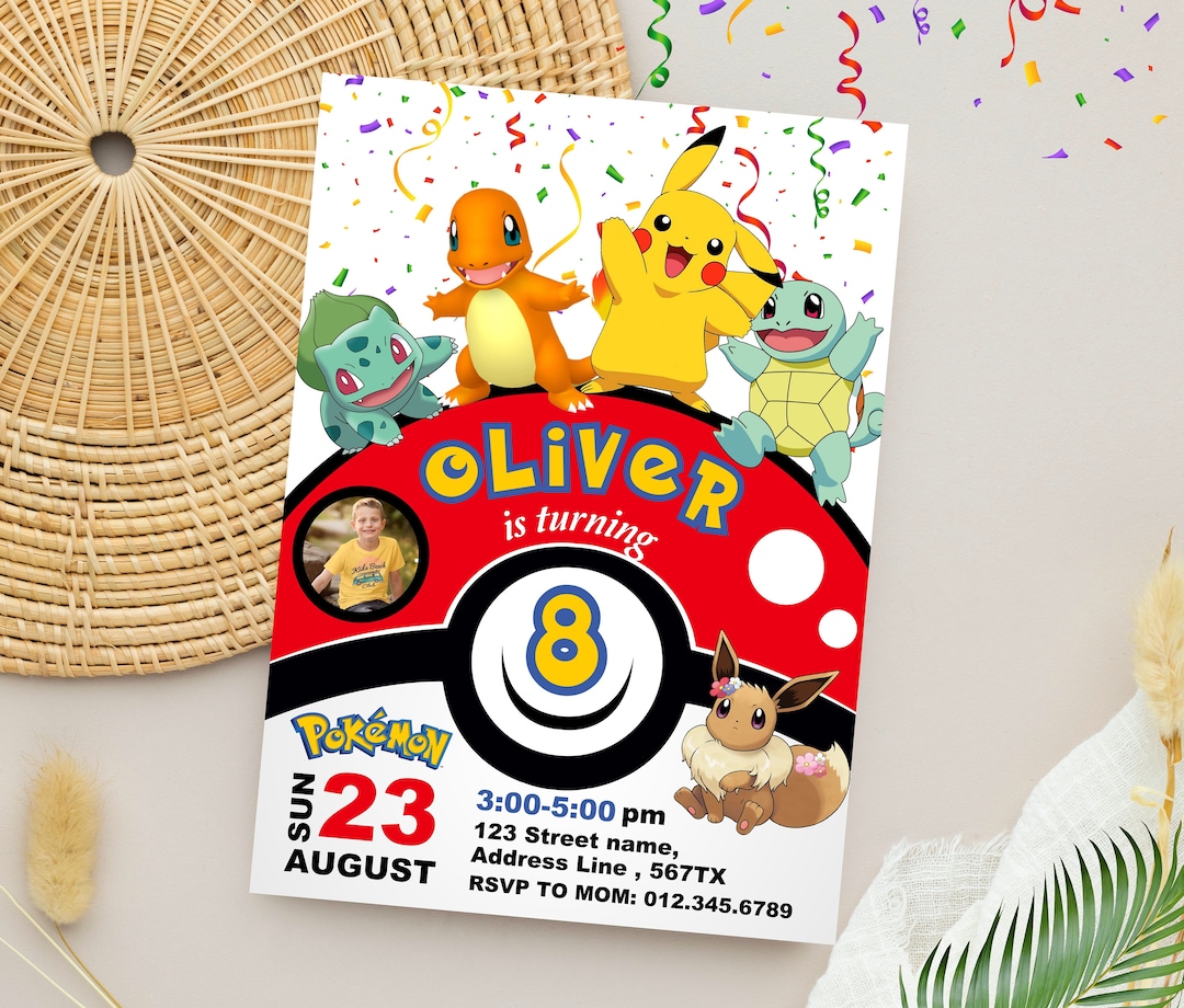 Invitación de Pokémon editable / Pokémon con invitación de cumpleaños ...