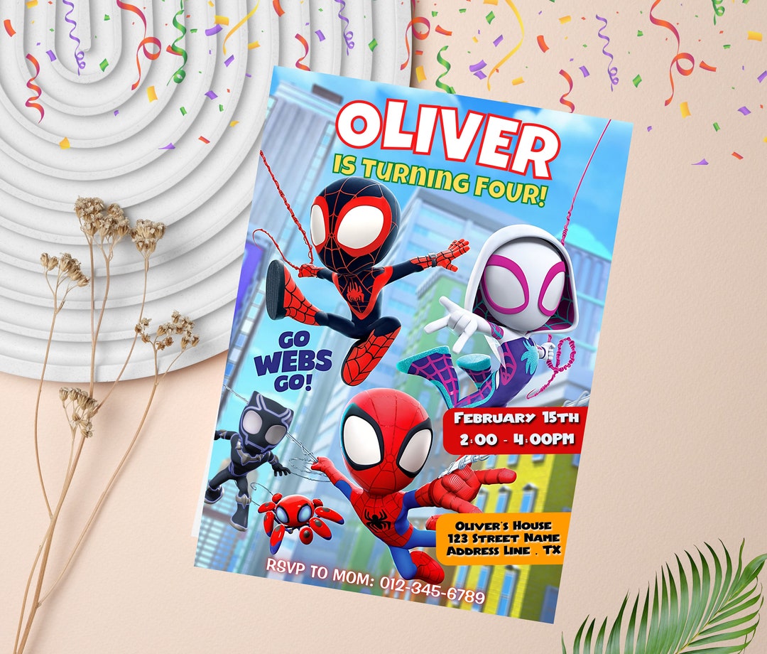 Spidey and His Amazing Friends Birthday Invitation | Spidey Invitation ...