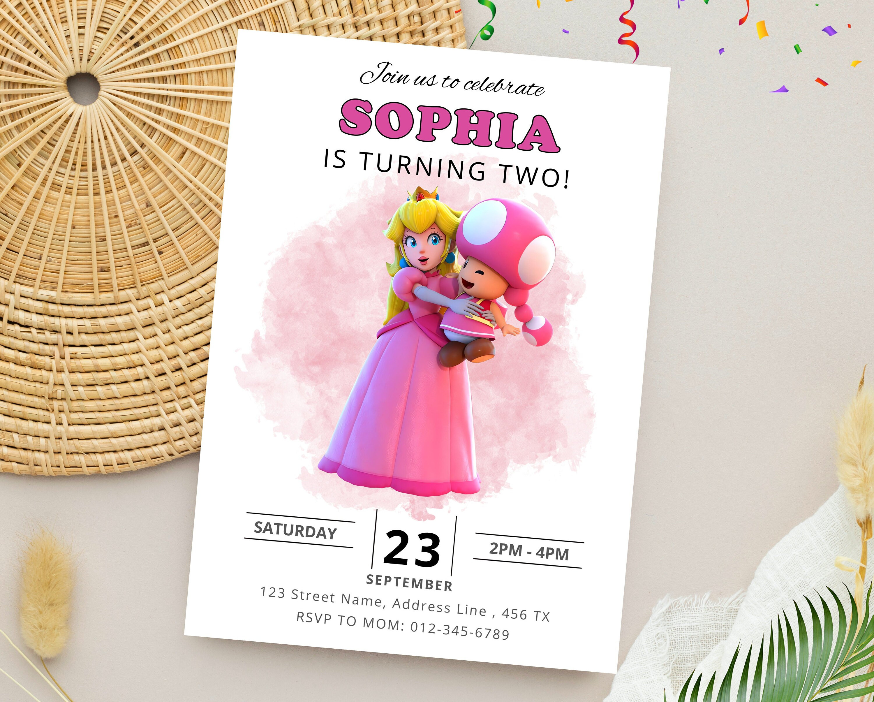 Invitación de cumpleaños de la princesa Peach / Invitación - Etsy México