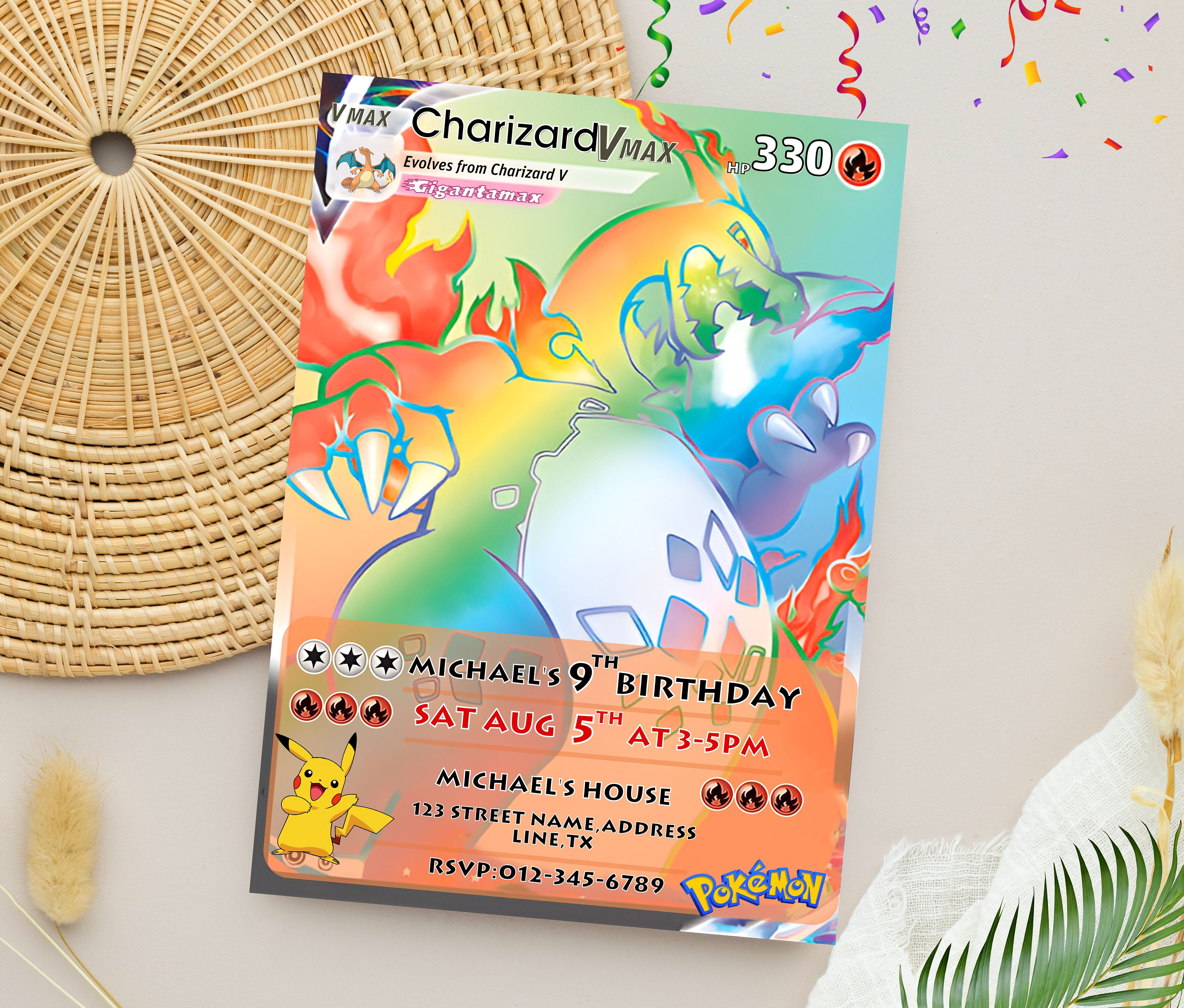 Pokemon Birthday Invitation Pokemon Card Birthday Party - Etsy