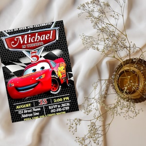 Lightning Mcqueen Birthday Invitation | Cars Mcqueen Invitation ...