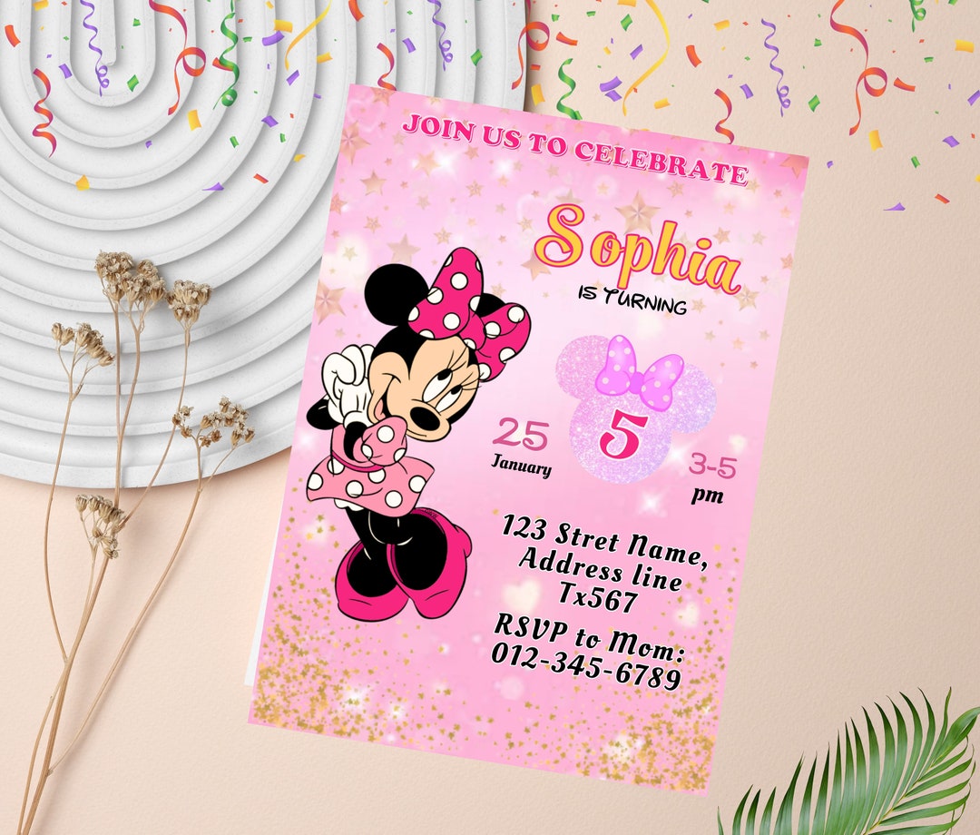 Editable Minnie Mouse Invitation | Minnie Mouse Birthday Party Invite ...