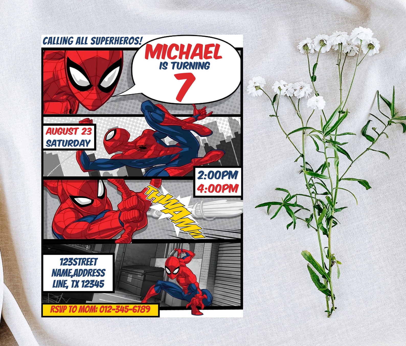 Printable and Personalized Spiderman Party Invite Spiderman - Etsy
