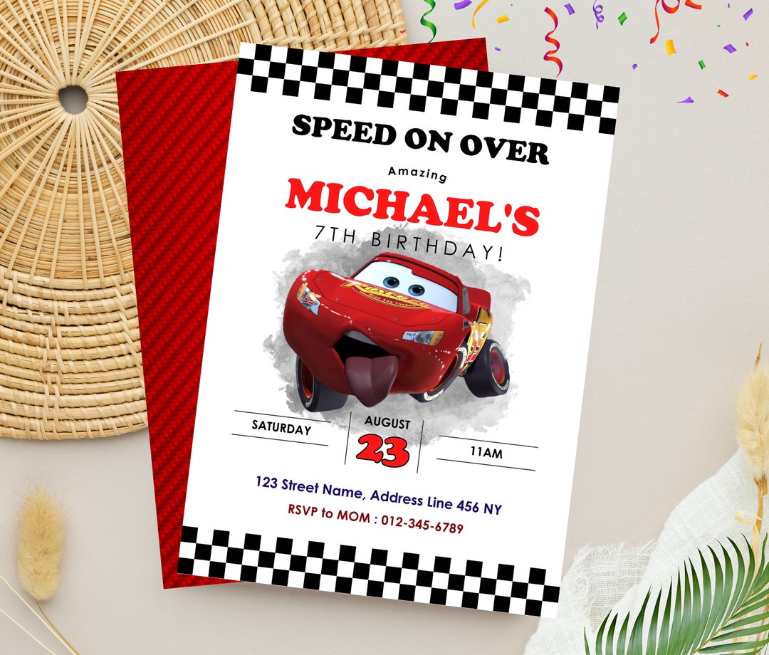 Editable Cars Mcqueen Birthday Invitation | Lightning Mcqueen Birthday ...