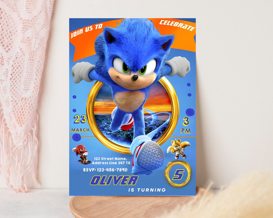 Sonic Invitation Sonic the Hedgehog Birthday Party Invite - Etsy