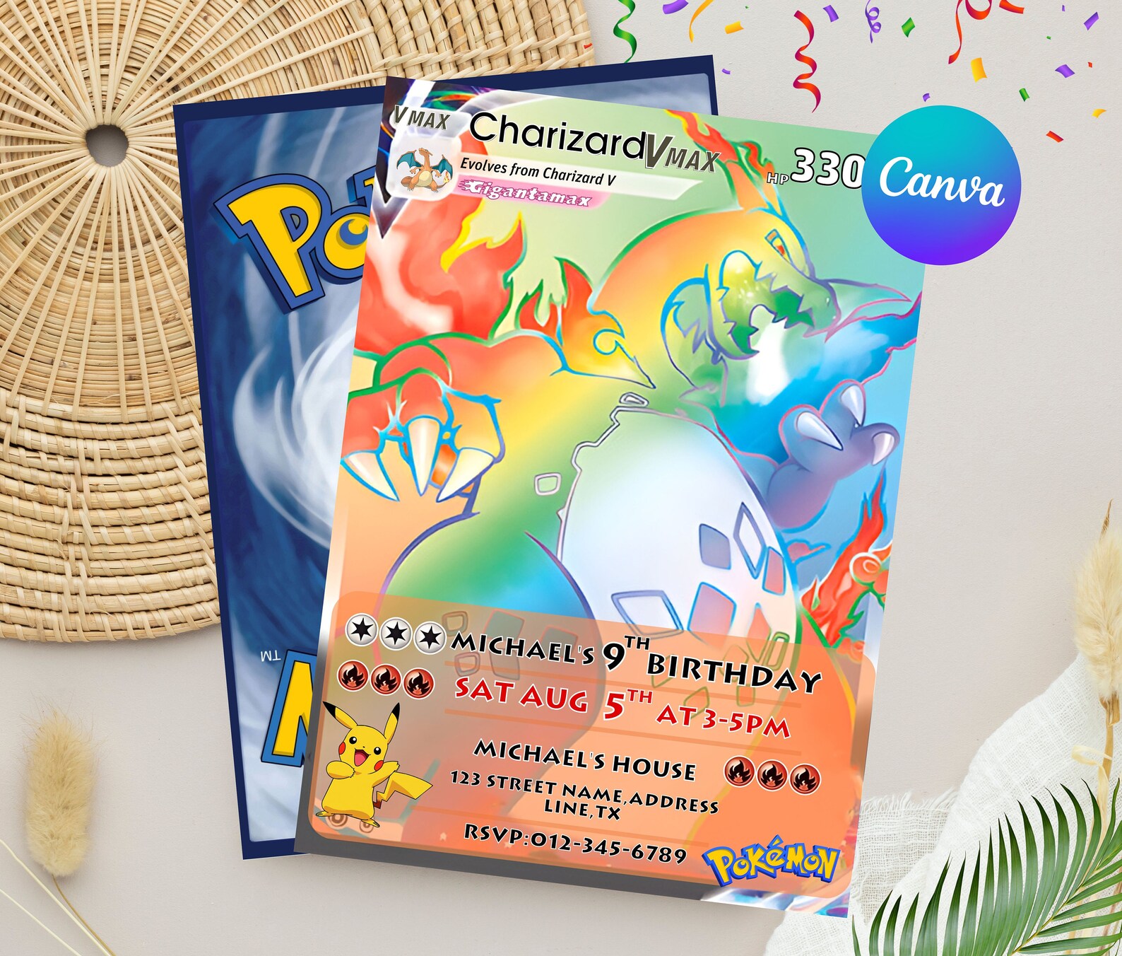 Pokemon Birthday Invitation Pokemon Card Birthday Party - Etsy