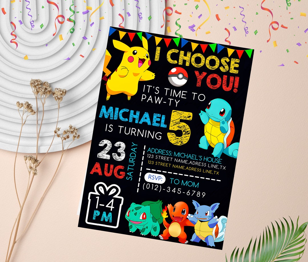 Pokemon Birthday Invitation | Editable Pokemon Party Invite | Digital ...