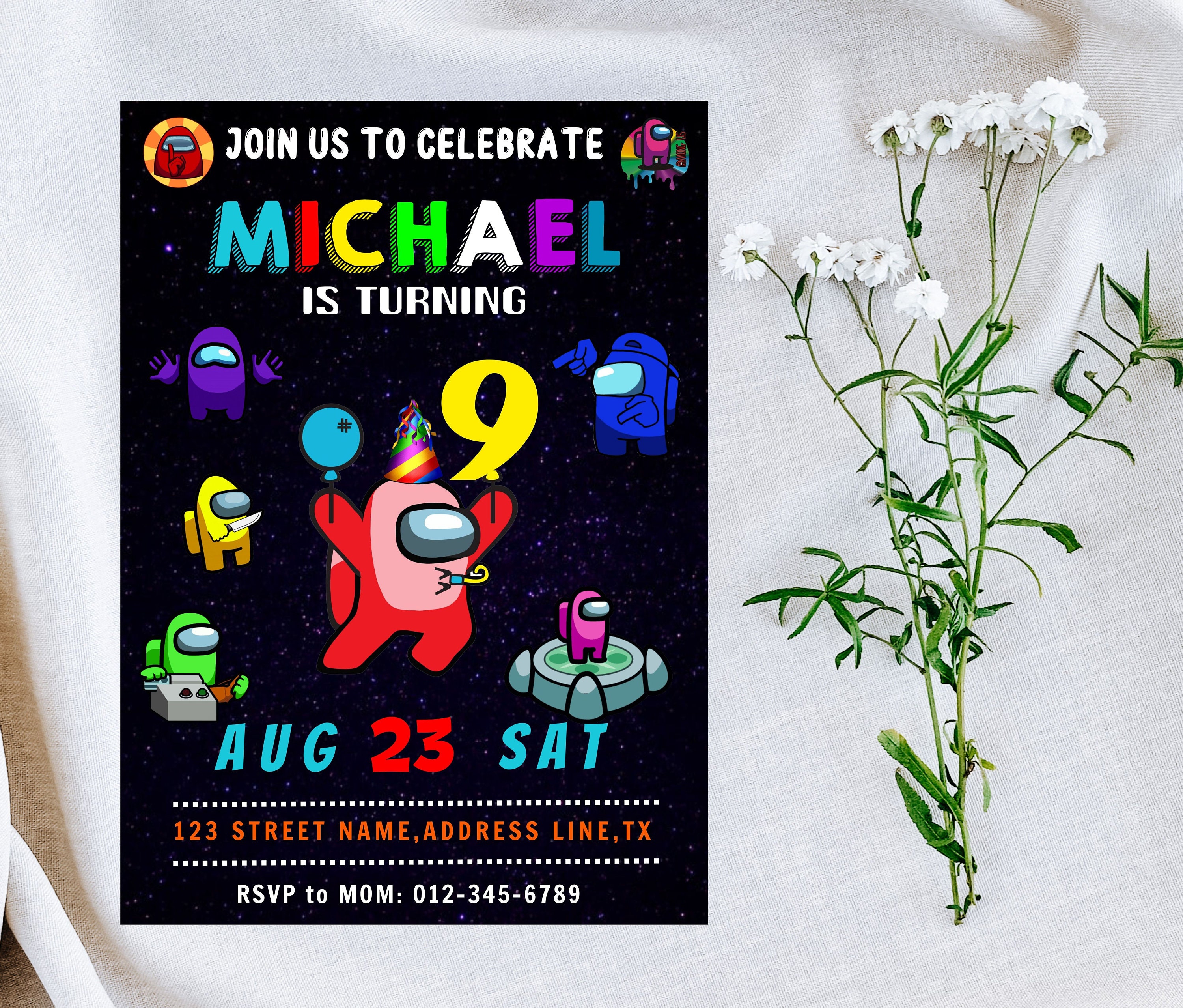 Among Us Birthday Invitation | Editable Among Us Party Invite | Digital ...