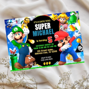 Super Mario Birthday Invitation | Editable and Personalized Mario Party ...