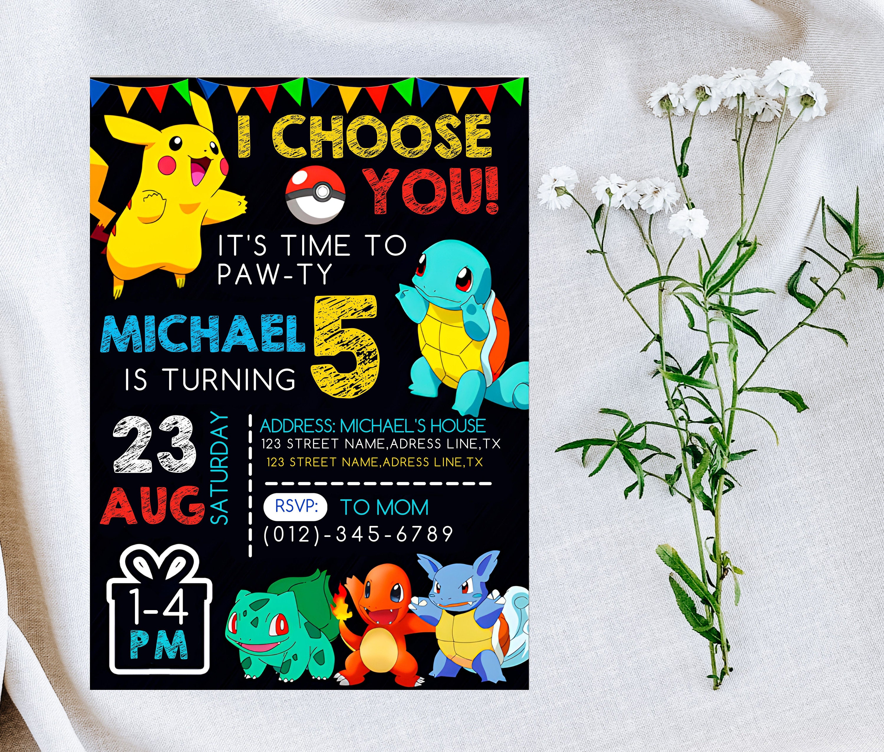 Pokemon Birthday Invitation Editable Pokemon Party Invite - Etsy