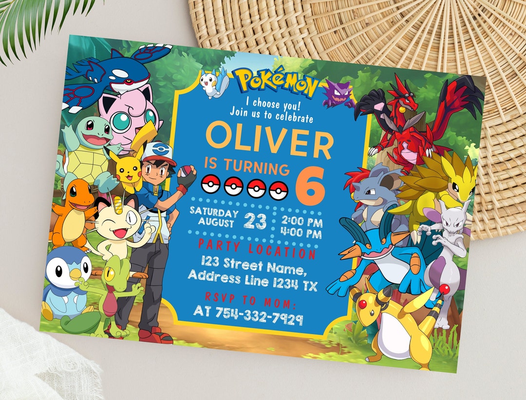 Editable Pokemon Invitation | Printable Pokemon Birthday Party Invite ...