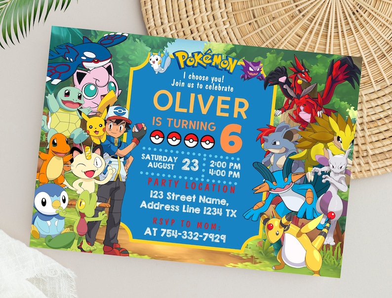 Editable Pokemon Invitation | Printable Pokemon Birthday Party Invite ...