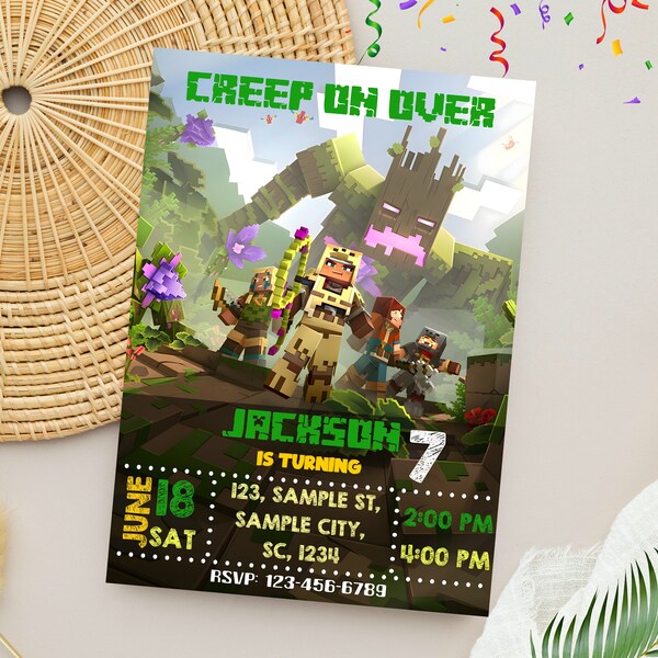 Mine Theme Birthday Invitation - Etsy