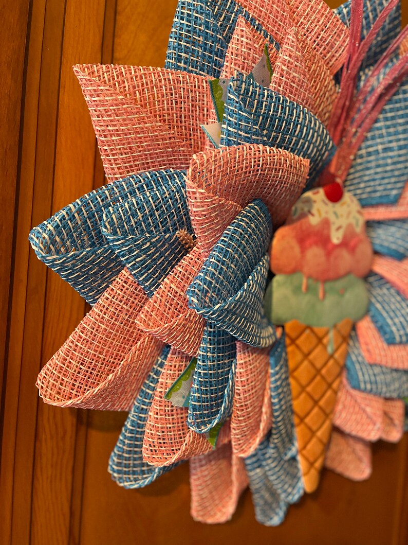 Ice Cream Cone Flower Wreath, Flower Wreath, Summer Wreath, Front Door ...