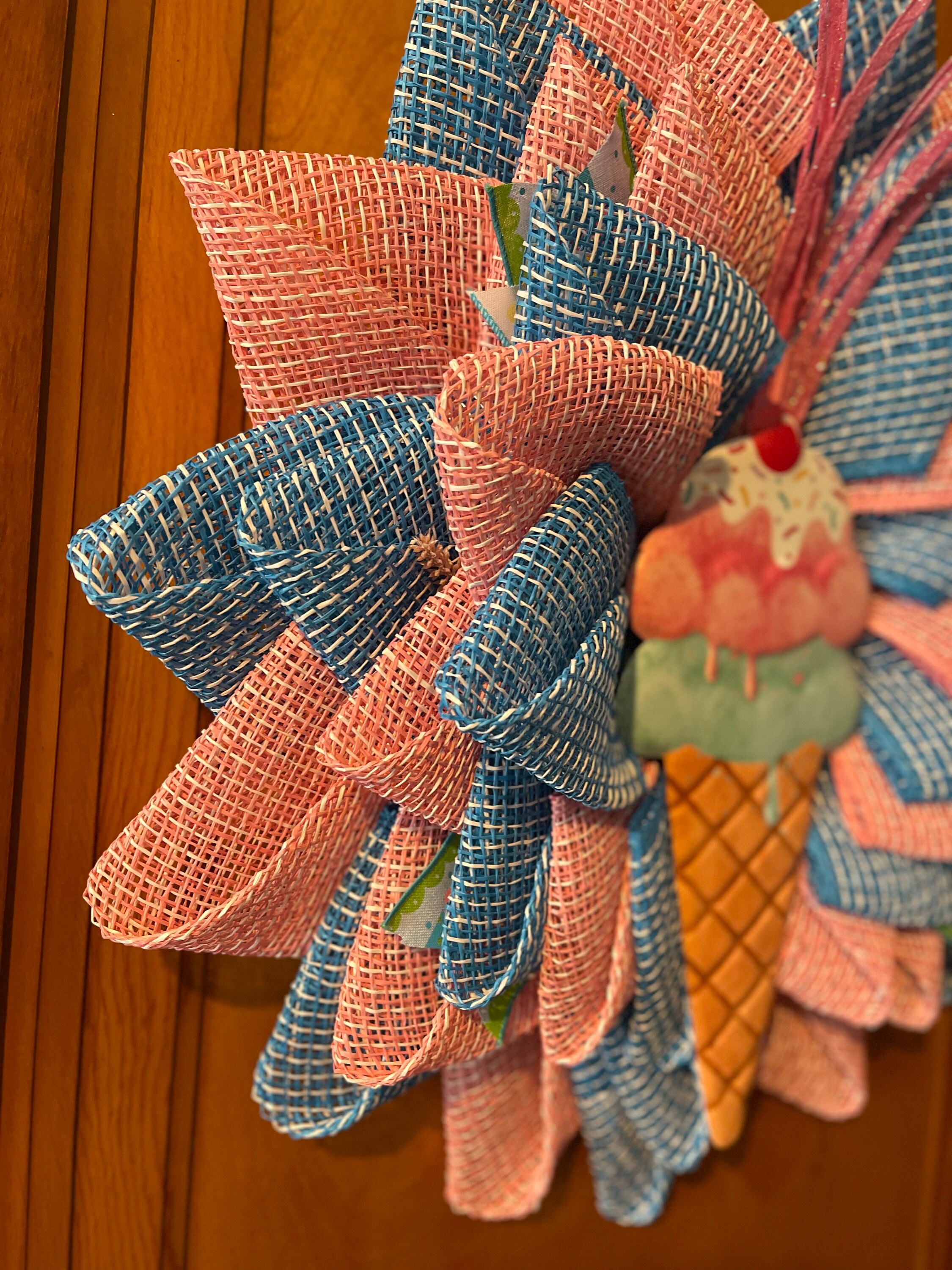 Ice Cream Cone Flower Wreath, Flower Wreath, Summer Wreath, Front Door ...