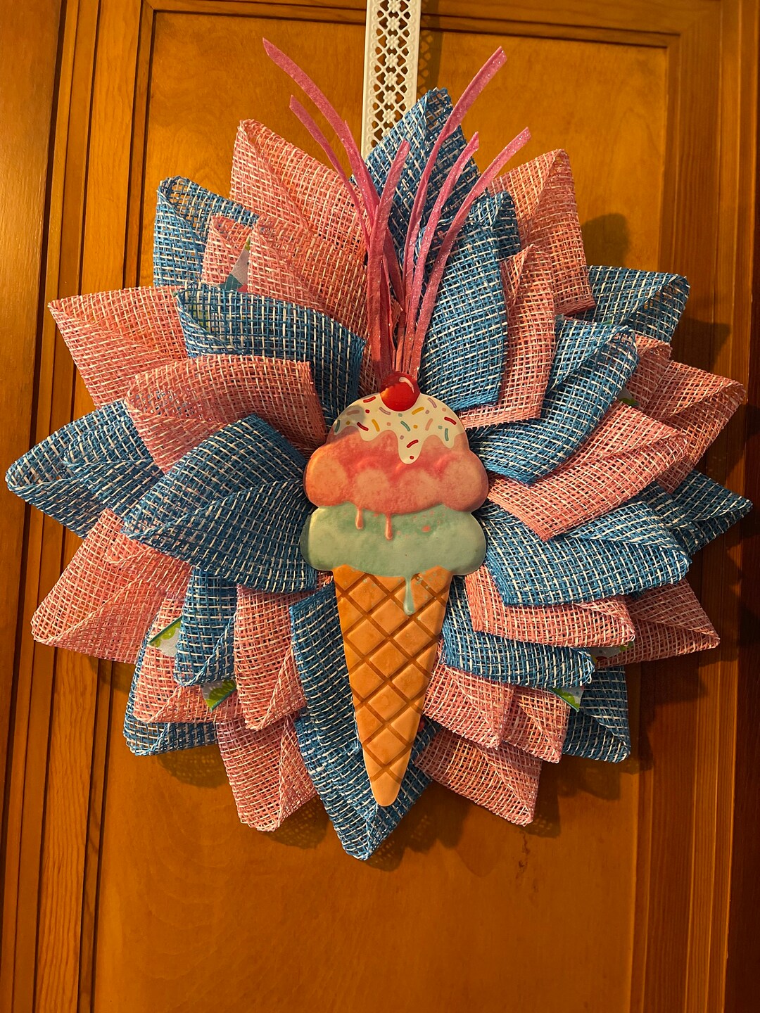 Ice Cream Cone Flower Wreath, Flower Wreath, Summer Wreath, Front Door ...