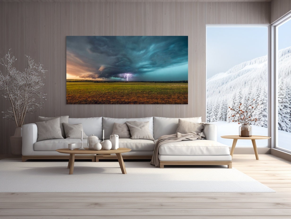 An Approaching Supercell Storm Creates Intense Colors as a Lightning ...