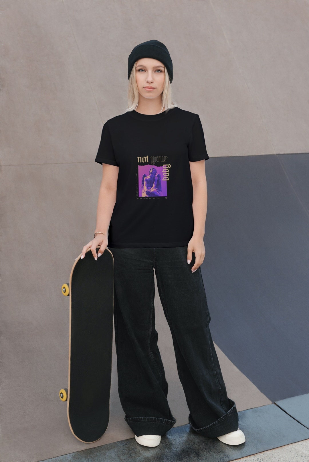 Angel Break up T-shirt With 'not My Baby' Graphic the Streetwear With a ...