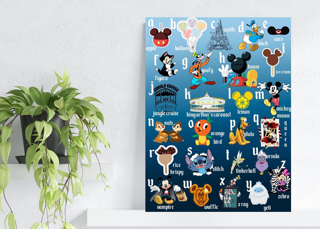 Theme Park Magical Character Alphabet Toddler Room Child Room Poster ...