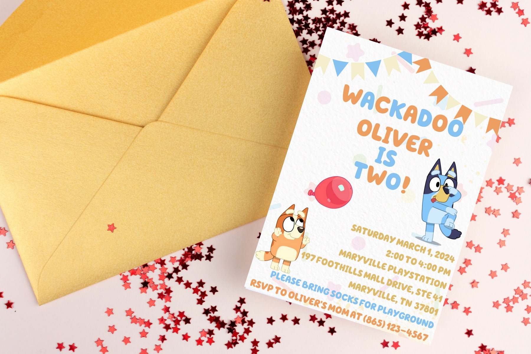 Bluey / Bingo / Wackadoo / Editable Birthday Party Invitation Digital ...