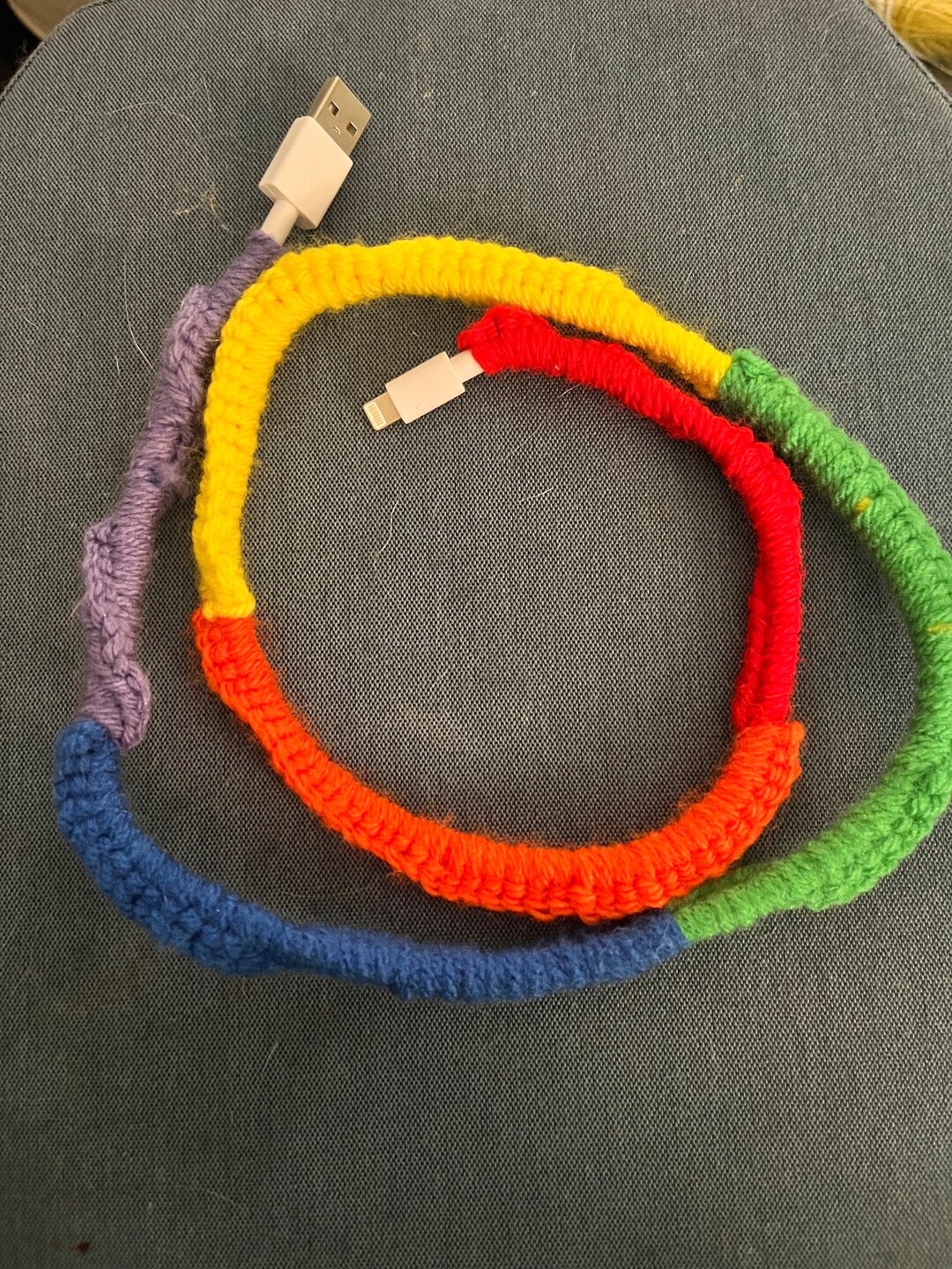 Handmade Rainbow Crochet Charger Decoration - Etsy