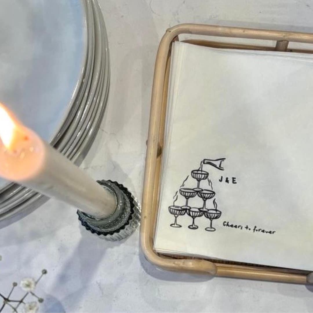 Personalised Prosecco Tower Napkins | Custom Cocktail Napkins | Wedding ...