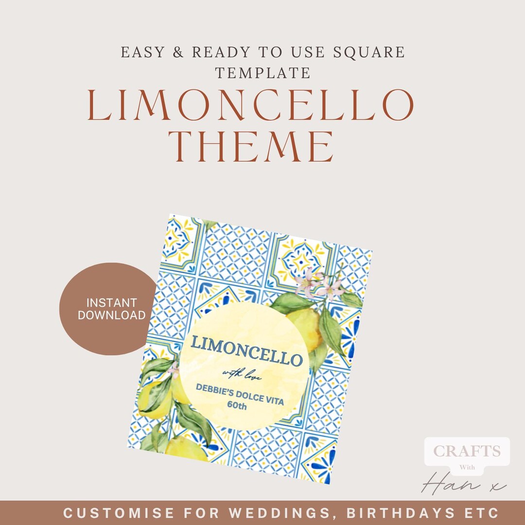 Instant Download Limoncello Party Sticker Template Editable Design ...