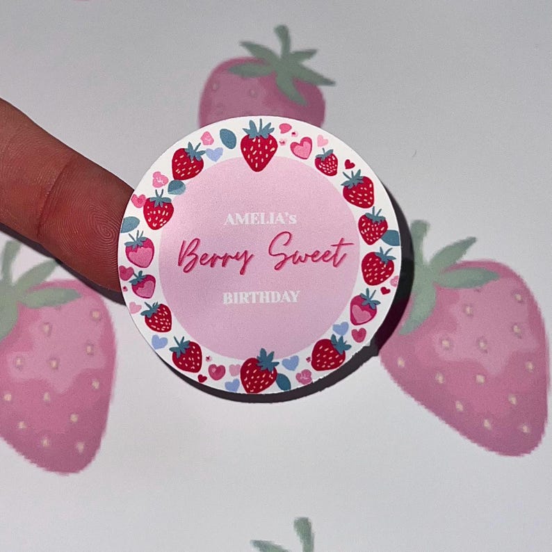Strawberry Baby Shower Stickers Berry Sweet Theme, Party Labels - Etsy