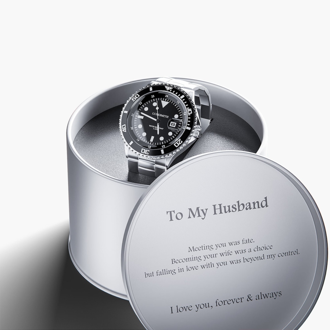 Luxesmith Midnight Edition Watch Gift for Husband, Men's Watch Gift for ...