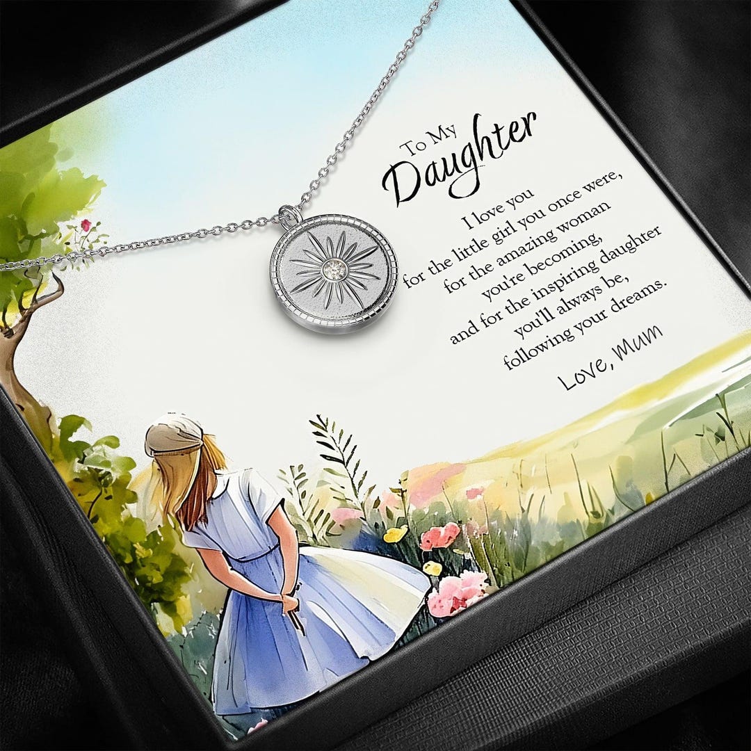 Engraved Compass Pendant for Daughter: Stainless Steel Necklace - Etsy