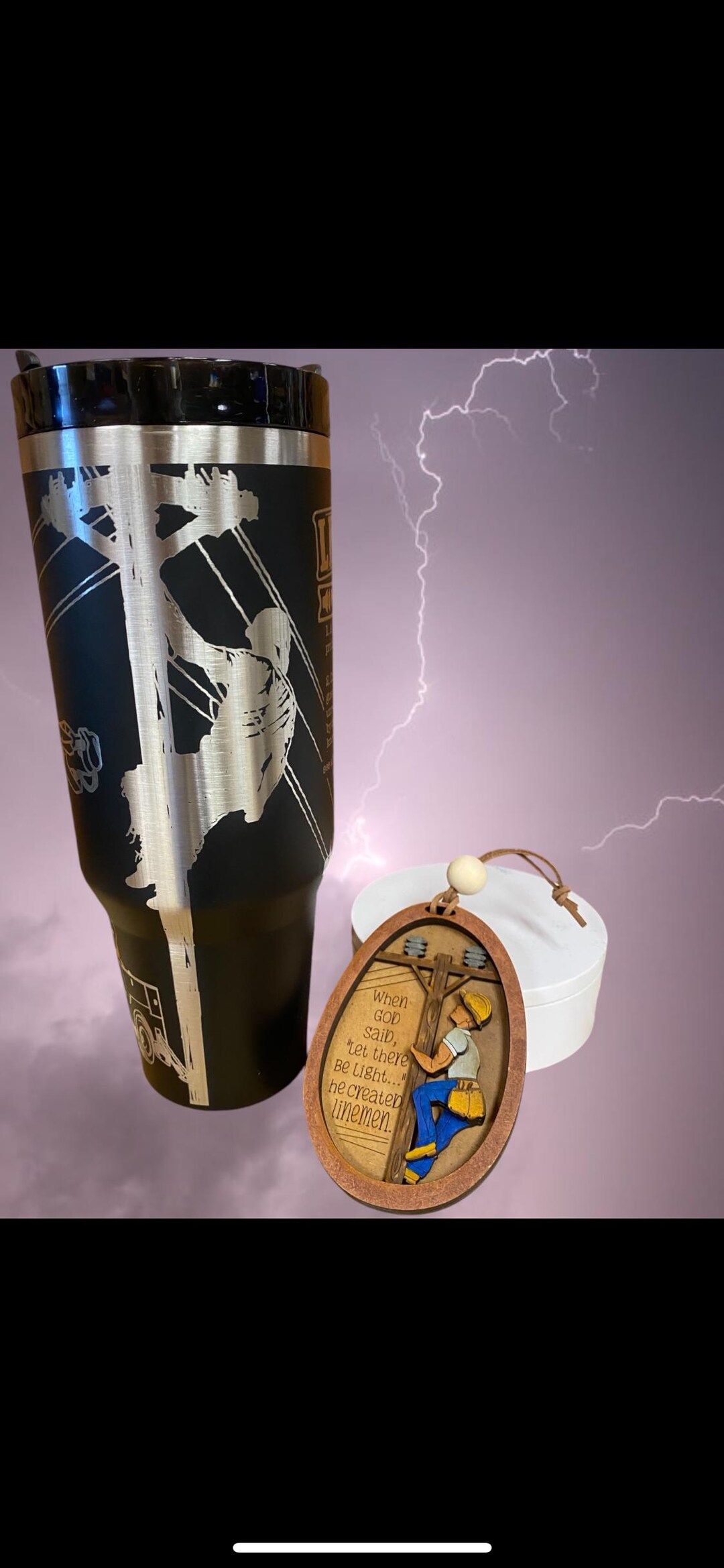 40 Oz Tumbler and Ornament Lineman Set - Etsy