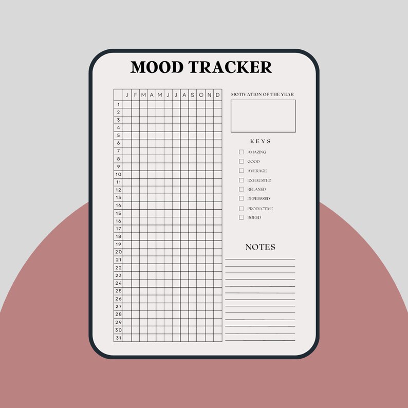 Mood Tracker Printable, Mood Tracker Digital Download, Habit Mood ...