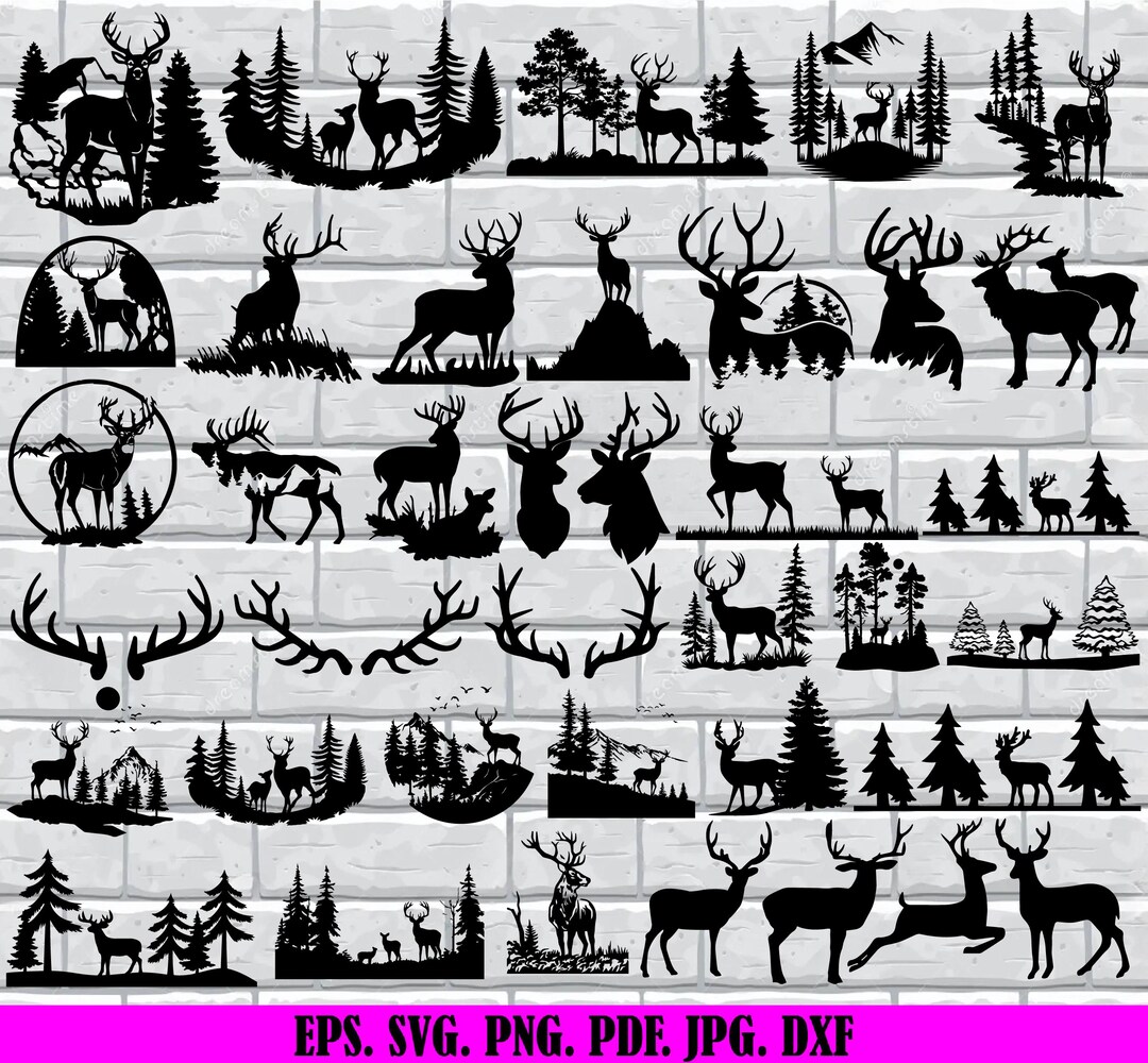 Deer Svg Bundle, Deer Png Bundle, Deer in the Forest Svg, Deer Cut ...