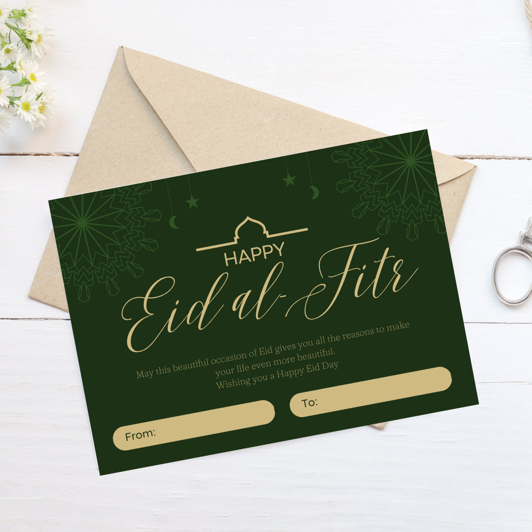 Printable Happy Eid Al-fitr Greeting Card, Muslim Invite, Eid Card ...